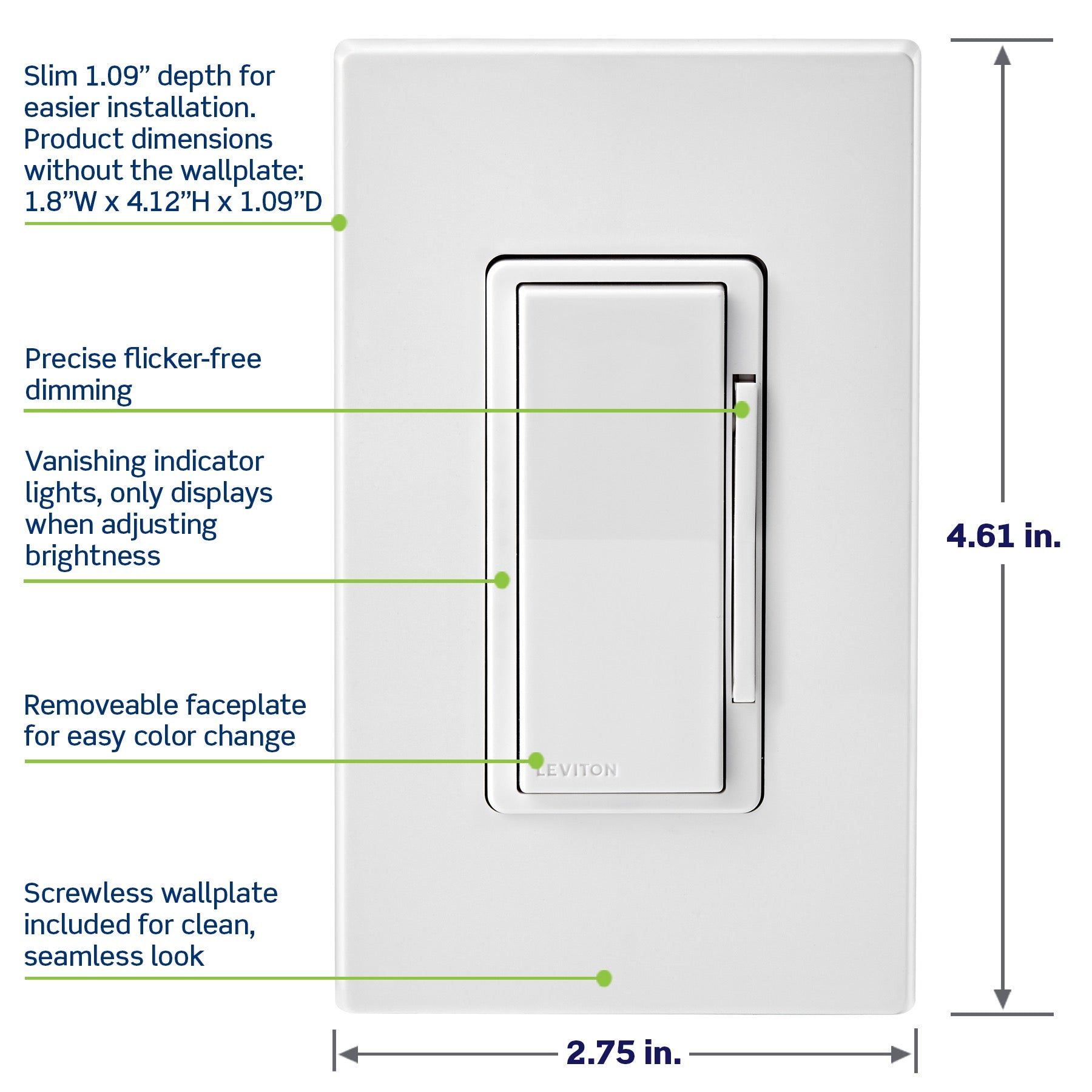 Decora Smart Dimmer Switch, Wi-Fi, Works with Matter, My Leviton, Alex