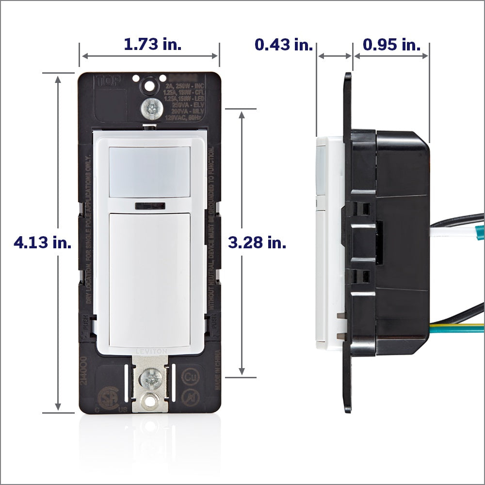 Light Switch Timer Leviton IPV02-1LW Decora Vacancy Motion Sensor In ...