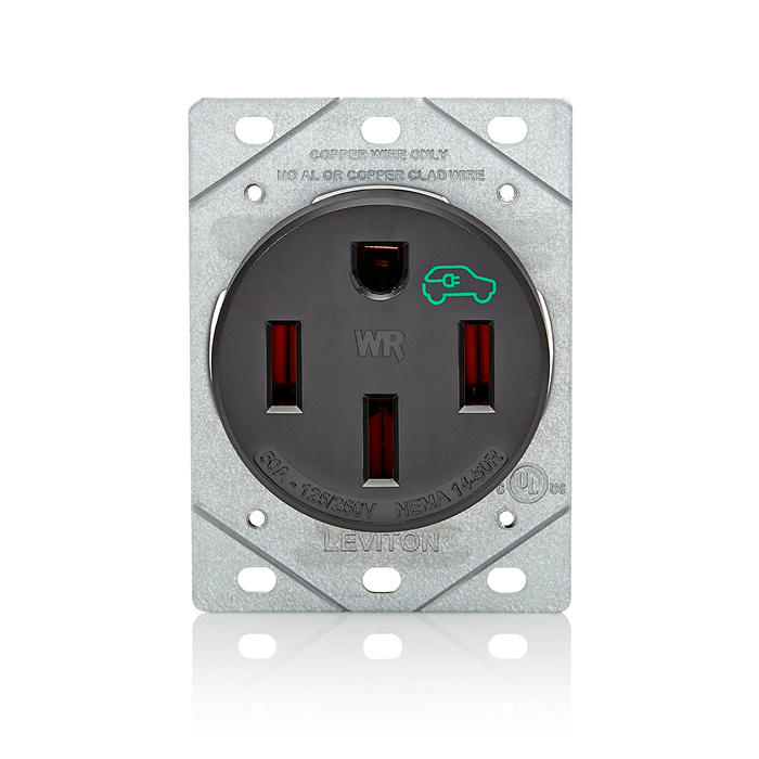 50 Amp EV Charging Receptacle/Outlet, Heavy Duty, Weather-Resistant, 1 ...