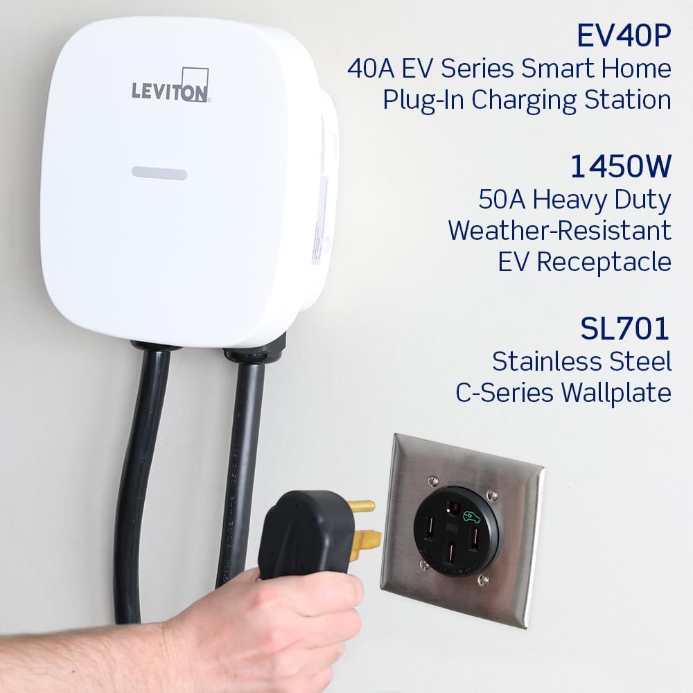 50 Amp EV Charging Receptacle/Outlet, Heavy Duty, Weather-Resistant, 1 ...