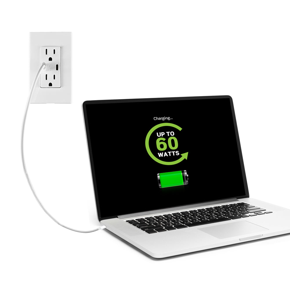 60W (6A) USB Dual Type-C/C Power Delivery Wall Charger with 15A Tamper ...
