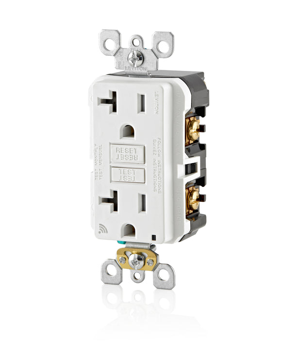 20 Amp SmartlockPro® Wi-Fi Certified Smart GFCI Receptacle/Outlet, Whi ...