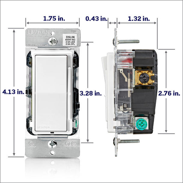 Decora Rocker Slide Universal Dimmer, 300-watt LED and CFL/600-watt ...