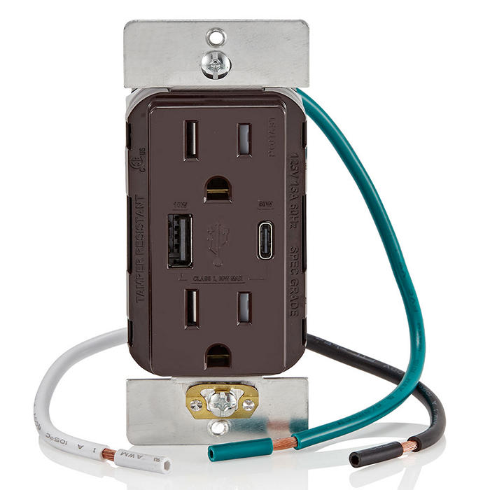 60W (20V@2.5A+ 5V@2A) USB Dual Type A/Type-C Power Delivery Wall Outle ...