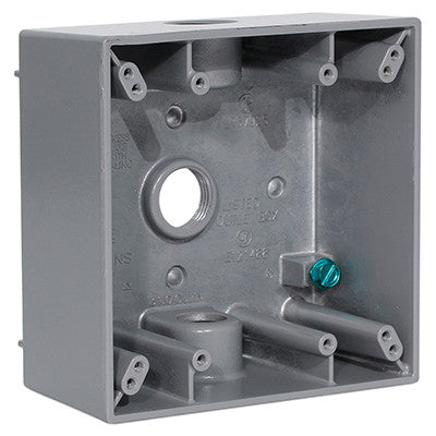 2-Gang Weatherproof Box with Three 1/2" Diameter Outlets, 2GM53-GY ...
