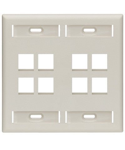 Dual-Gang QuickPort Wall Plate, 8-Port, Light Almond, 42080-8TP – Leviton