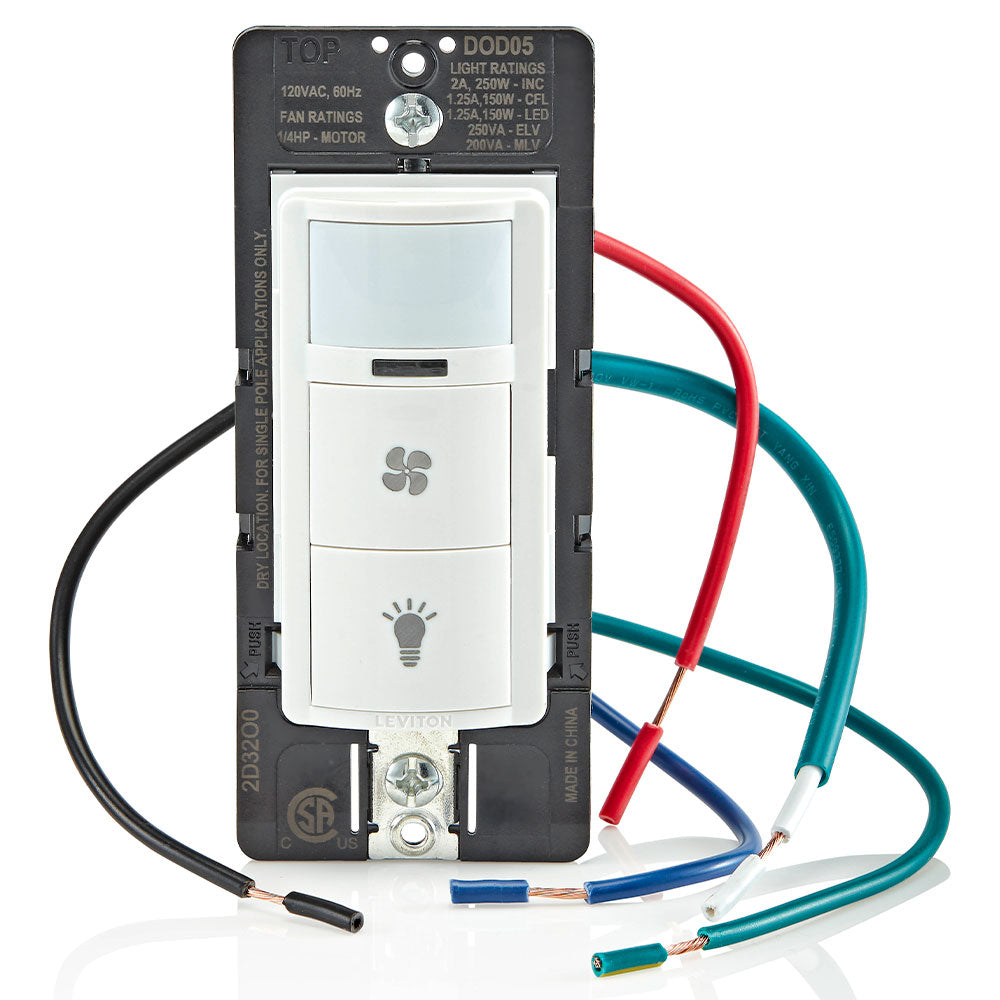 Decora In-Wall Combination Occupancy Sensor with Fan Switch, 1/4 HP, R ...