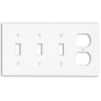 4-Gang, 3-Toggle, 1-Duplex Device, Combination Wall Plate, P38 – Leviton